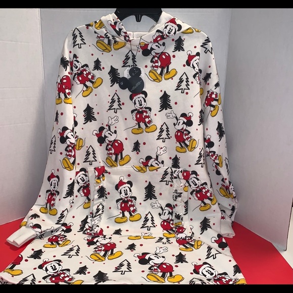 Zara | Shirts & Tops | Nwt Zara Christmas Mickey Mouse Santa Hoodie ...